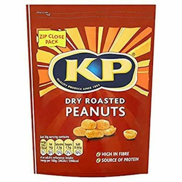 KP Dry Roasted Peanuts Nuts Large Party Snack Zip Close Packet Bag - 1 ...