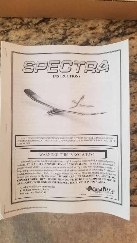 Vintage Great Planes Spectra RC Sailplane Kit – 78.5" Wingspan w/ 550 ...