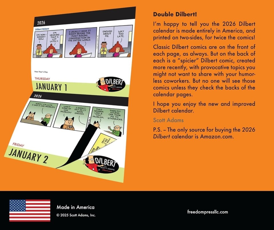 Dilbert 2026 Daily Desk Calendar, Double Sided Pages by Scott Adams ...