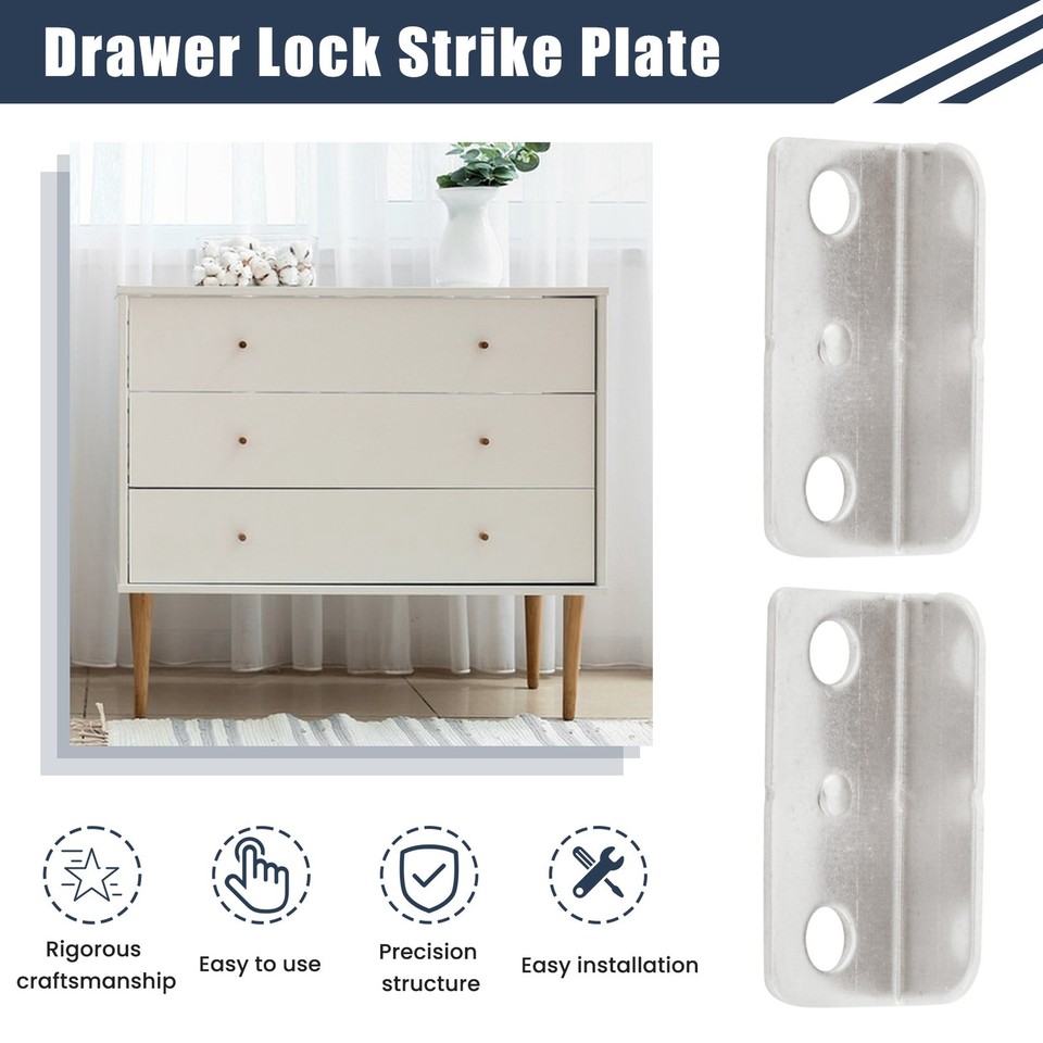 10 Pcs Home Office Silver Tone Metal Right Angle Drawer Lock Strike ...