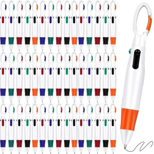 100 Pcs Retractable Shuttle Pens with Buckle Clip, 4 in 1 Multicolored ...