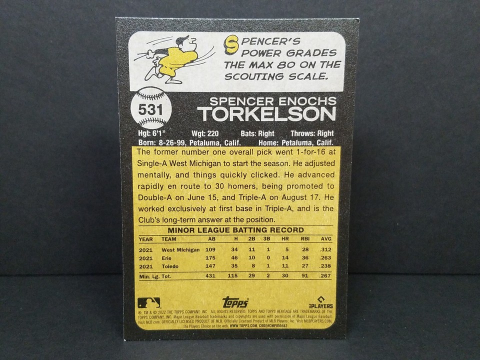 2022 Topps Heritage #531 Spencer Torkelson, Tigers (RC) - Base Rookie ...