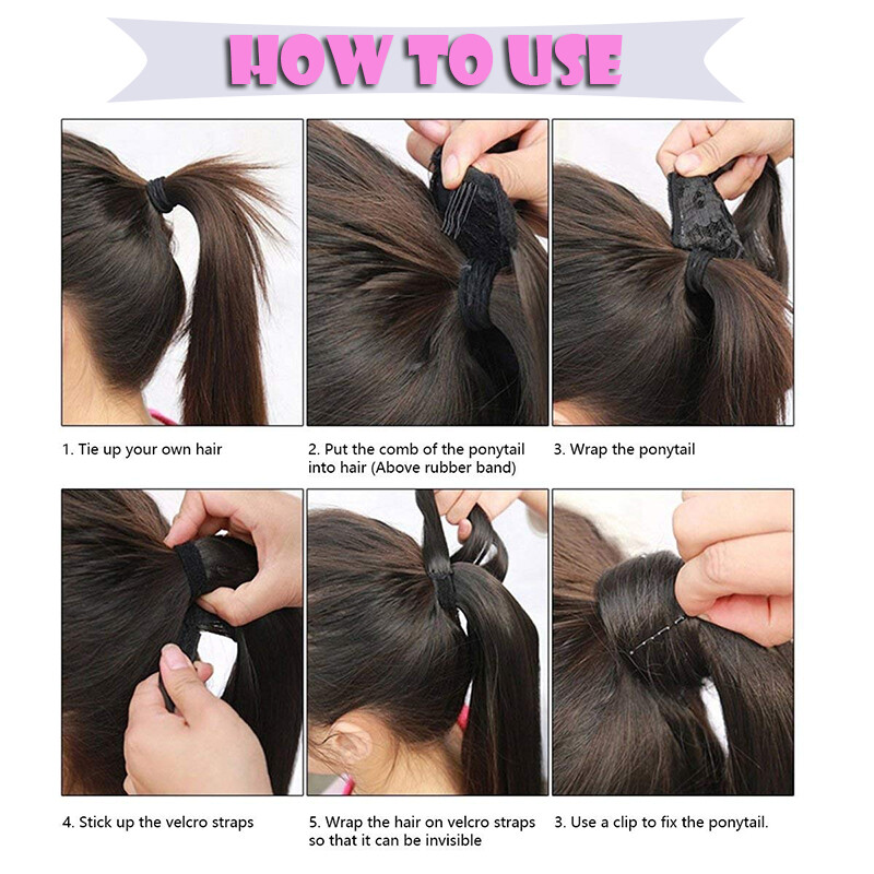 Clip In Wrap Around Pony Tail 100% Real Remy Human Hair Extensions ...