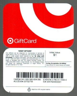 TARGET Target Logo ( 2012 ) Gift Card ( $0 ) - RARE | eBay