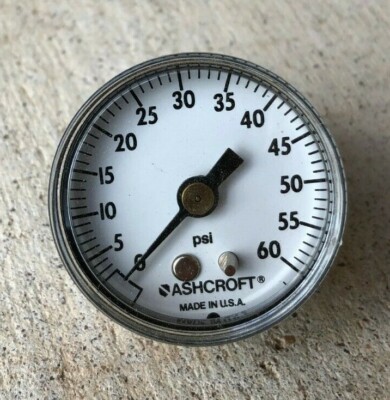 Ashcroft 0-60 psi Pressure Gauge 1/8" NPT Back Connection 1.5" Brass ...