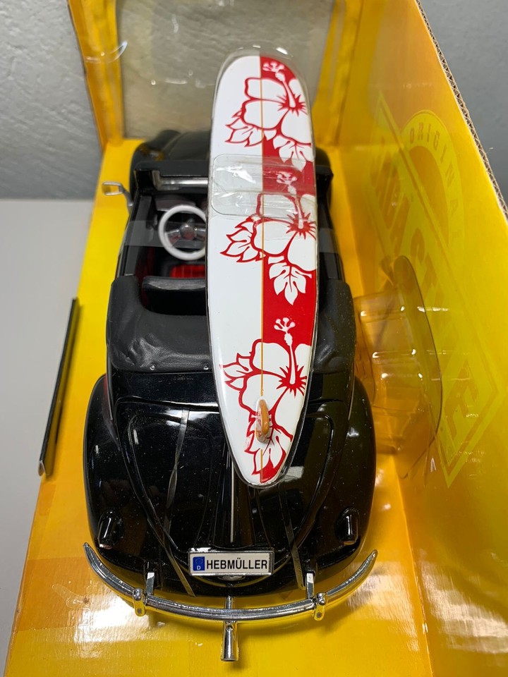 RARE JADA 1:24 V-DUB '49 VW-HEBMULLER CONVERTIBLE CABRIOLE BLACK/RED ...