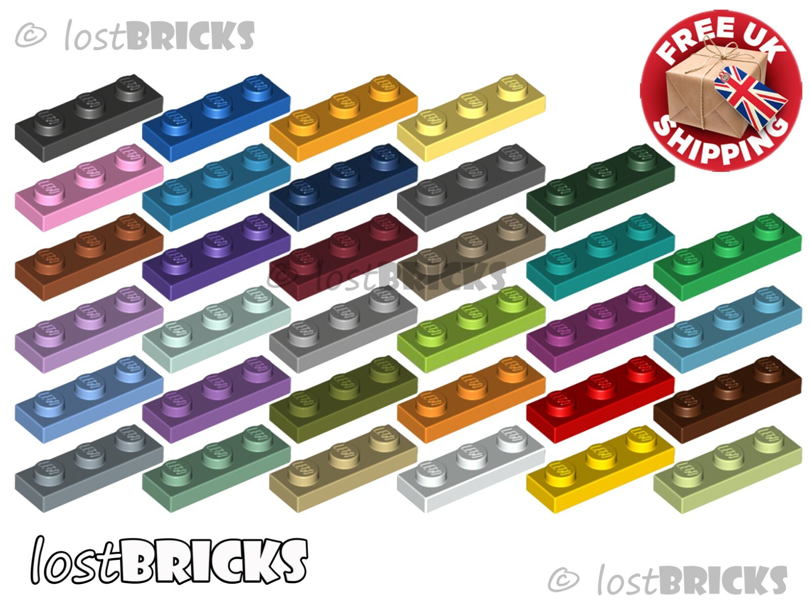 LEGO - Part 3623 - Plates 1x3 (Pack of 10) + NEW + SELECT COLOUR + FREE ...