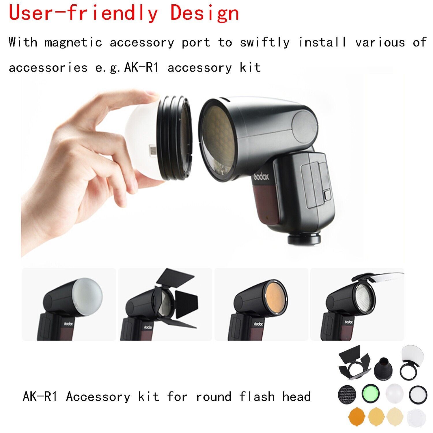 Godox V1-N Round Head Camera Flash TTL for Nikon Flash Speedlite 76Ws ...