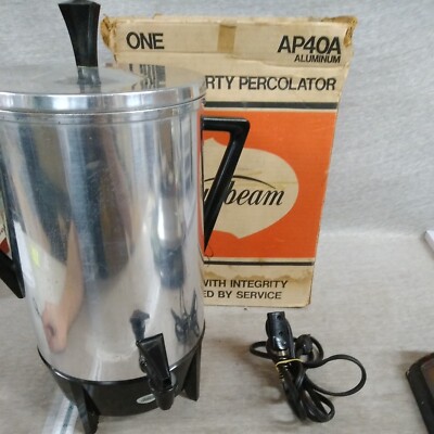 VINTAGE SUNBEAM AP40A ALUMINUM 30 CUP PARTY PERCOLATOR IN BOX | eBay