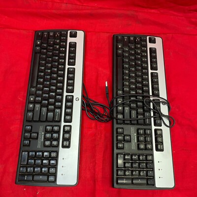 HP USB WIRED KEYBOARD LOT OF 2 SK-2885 SILVER/BLACK 18"X6-3/4""X3/4" | eBay
