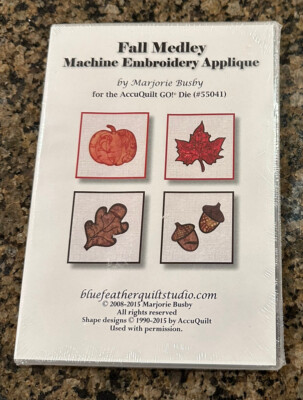FALL MEDLEY Machine Embroidery Applique CD for use with AccuQuilt GO ...