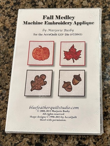 FALL MEDLEY Machine Embroidery Applique CD for use with AccuQuilt GO ...