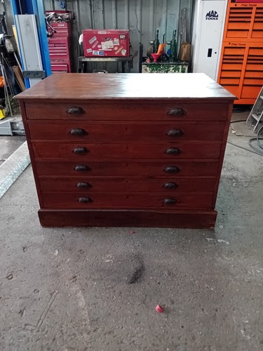 Antique Very Large Oak Wooden Architects Plan Chest of Drawers ...