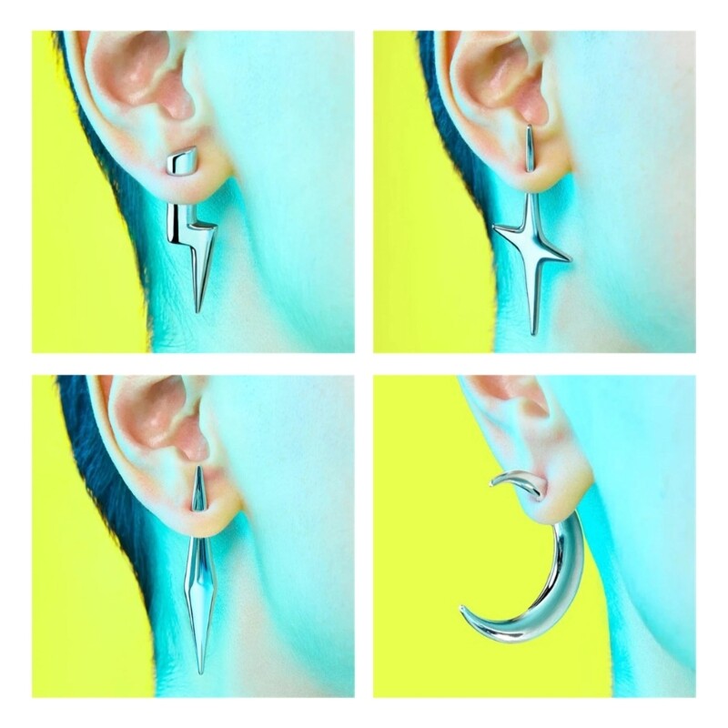 Four-Pointed Star Stud Earrings Cool Earrings for Women Aesthetic Ear ...