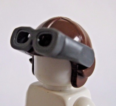 Lego AVIATOR Helmet with Goggles Minifigure Hat Accessory Reddish Brown ...