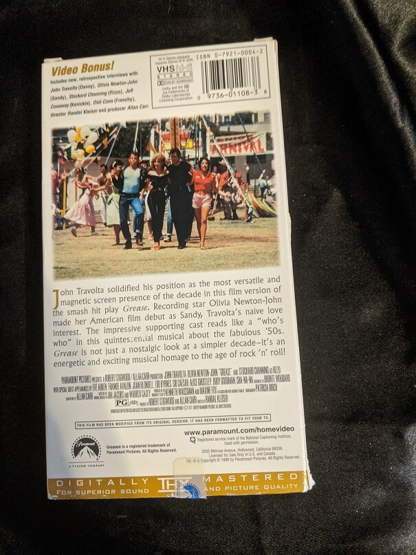 Grease VHS VCR Video Tape Used Movie John Travolta 97360110838| eBay
