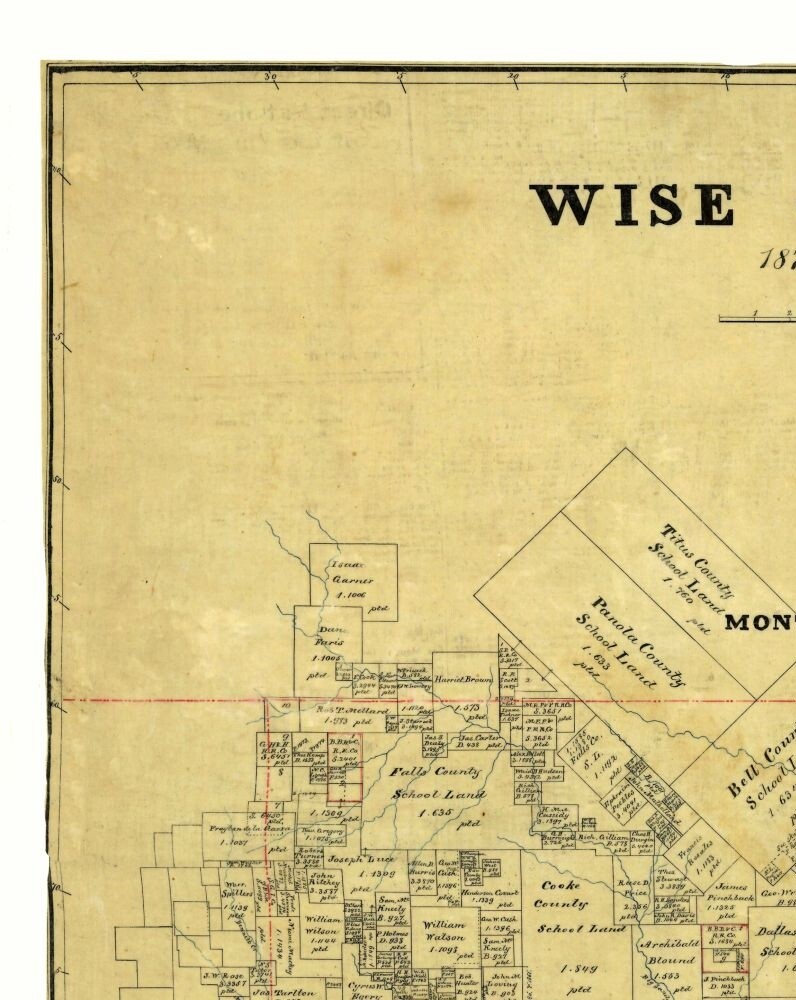 Historic County Map - Wise County Texas - General Land Office 1878 - 23 ...