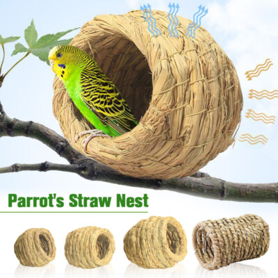 Parrot Bird Nest Natural Straw Cage Nest Hanging Swing Cages Toy Pet ...