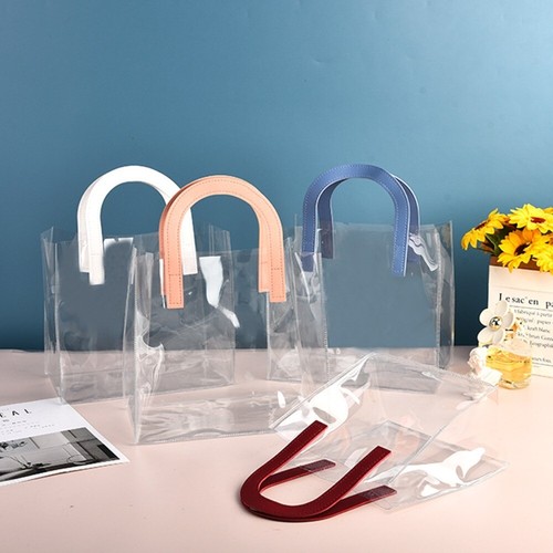 U Shape Handle Transparent Shopping Bags PVC Hand Gift Bag | eBay Australia