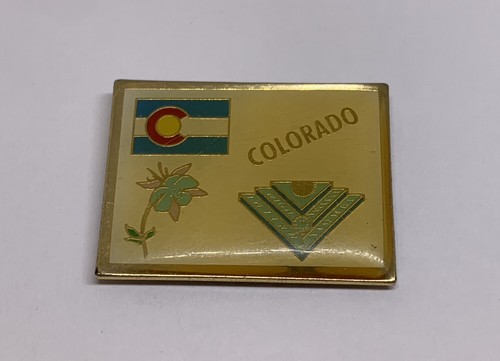 Colorado State Map Outline Flower Blue Columbine Flag Souvenir Lapel ...