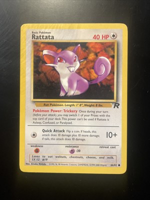 NM (Unlimited) Pokemon RATTATA Card TEAM ROCKET Set 66/82 Non-Holo ...