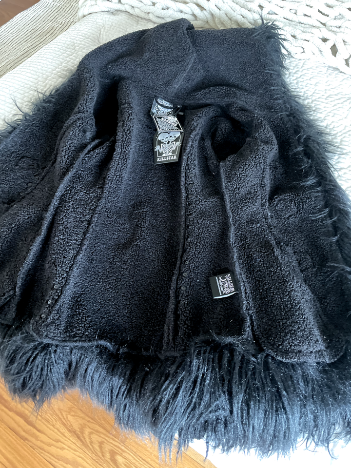 WOMEN'S KILLSTAR GOTHIC BLACK PENNY LANE STYLE COAT WITH FAUX FUR XS ...