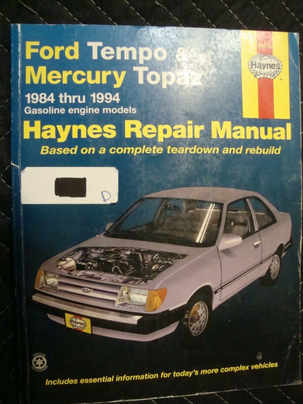 Repair Manual Haynes #36078 Ford Tempo Mercury Topax 84-94 Gasoline ...