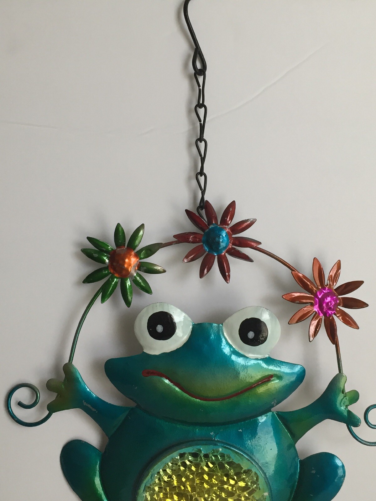 True living Outdoors Metal Happy Green Frog Hanging Wind Chime 22 ...