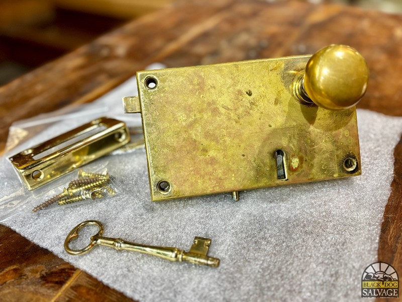Vintage Estate Baldwin 5634 Entry Rim Lock Set w Key & Knobs 7", Left ...