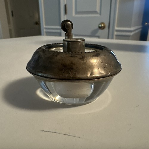 Antique FRANK M. WHITING STERLING Silver & GLASS Table Lighter HyGloe ...