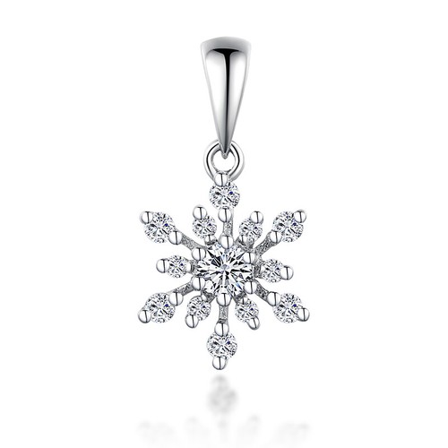 Flawless Pendant Full 0.3ct Real Diamonds Snowflake Shape Solid 18k ...