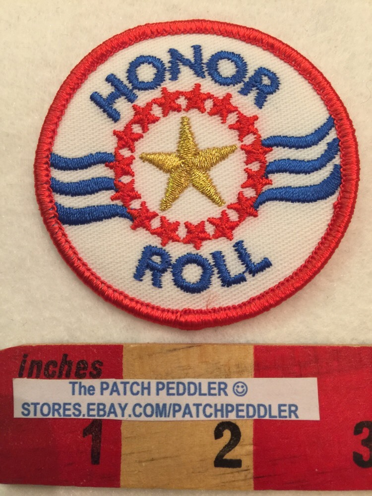 FREE SHIPPING ~ ACADEMIC PATCH HONOR ROLL AWARD ~ GOLD STAR RED WHITE ...