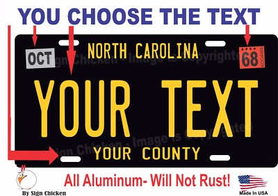 North Carolina License Plate Personalized Custom Car Bike Motorcycle ...