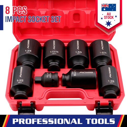 8-Pieces SAE Deep Impact Socket Set Drive Wheel Axle Nut Wrench Sockets ...
