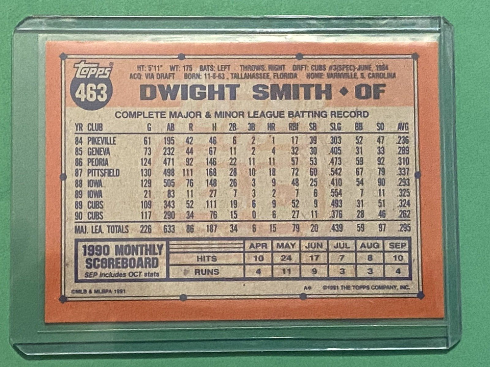 1991 Topps Dwight Smith #463 Chicago Cubs Baseball Card | eBay