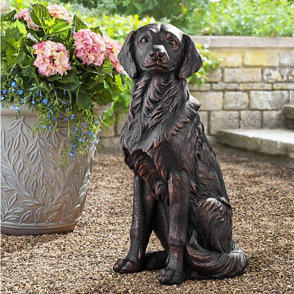 Golden Retriever Dog Statue Copper Finish Outdoor Garden Decor ...