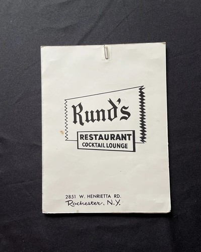 1965 Vintage Menu Rund's Restaurant Cocktail Lounge Rochester New York ...