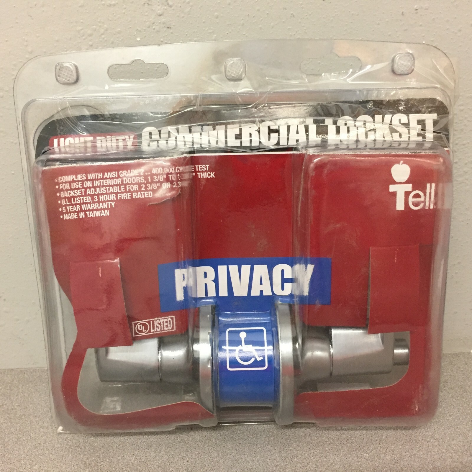 Tell CL100199 Satin Chrome Cortland Commercial Privacy Lockset ANSI ...