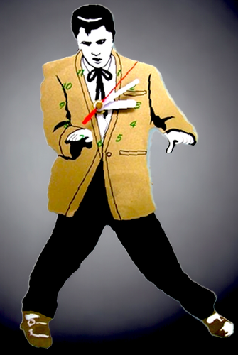 Elvis Presley Pendulum (Swinging Legs) Clock in GOLD JACKET Vintage NIB ...