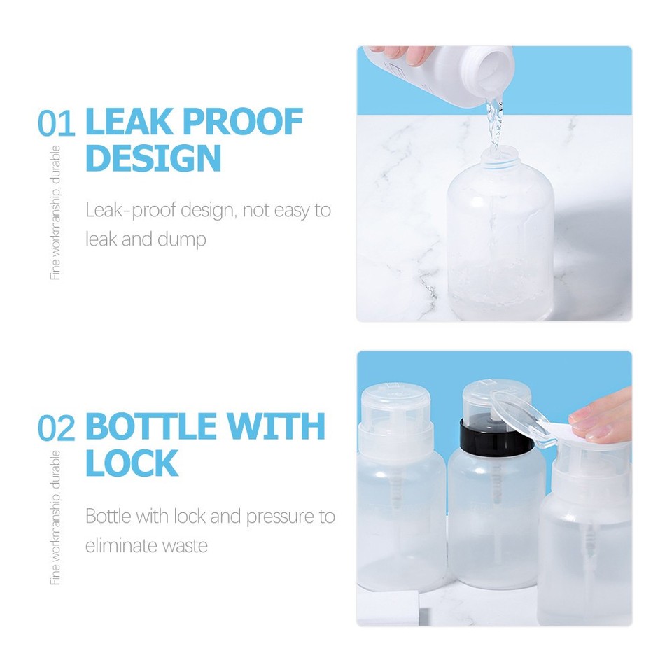 4pcs Empty Nail Polish Remover Bottles Pp Pump Dispensers 200 ml Liquid ...