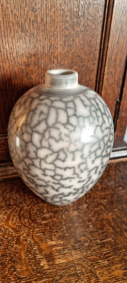DAN CHAPPLE BURNISHED RAKU FIRED STUDIO POTTERY GREY VASE 16 CMS HIGH ...