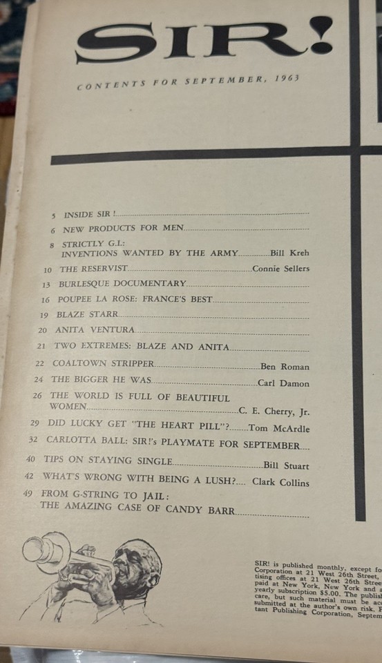 Sir! Men's Magazine September 1963. Great Condition! | eBay