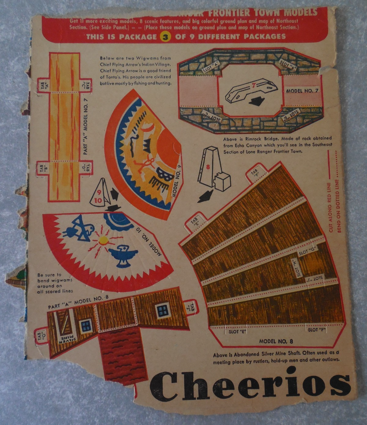 CHEERIOS VINTAGE LONE RANGER FRONTIER TOWN, PACKAGE #3 OF 9, 1948! | eBay