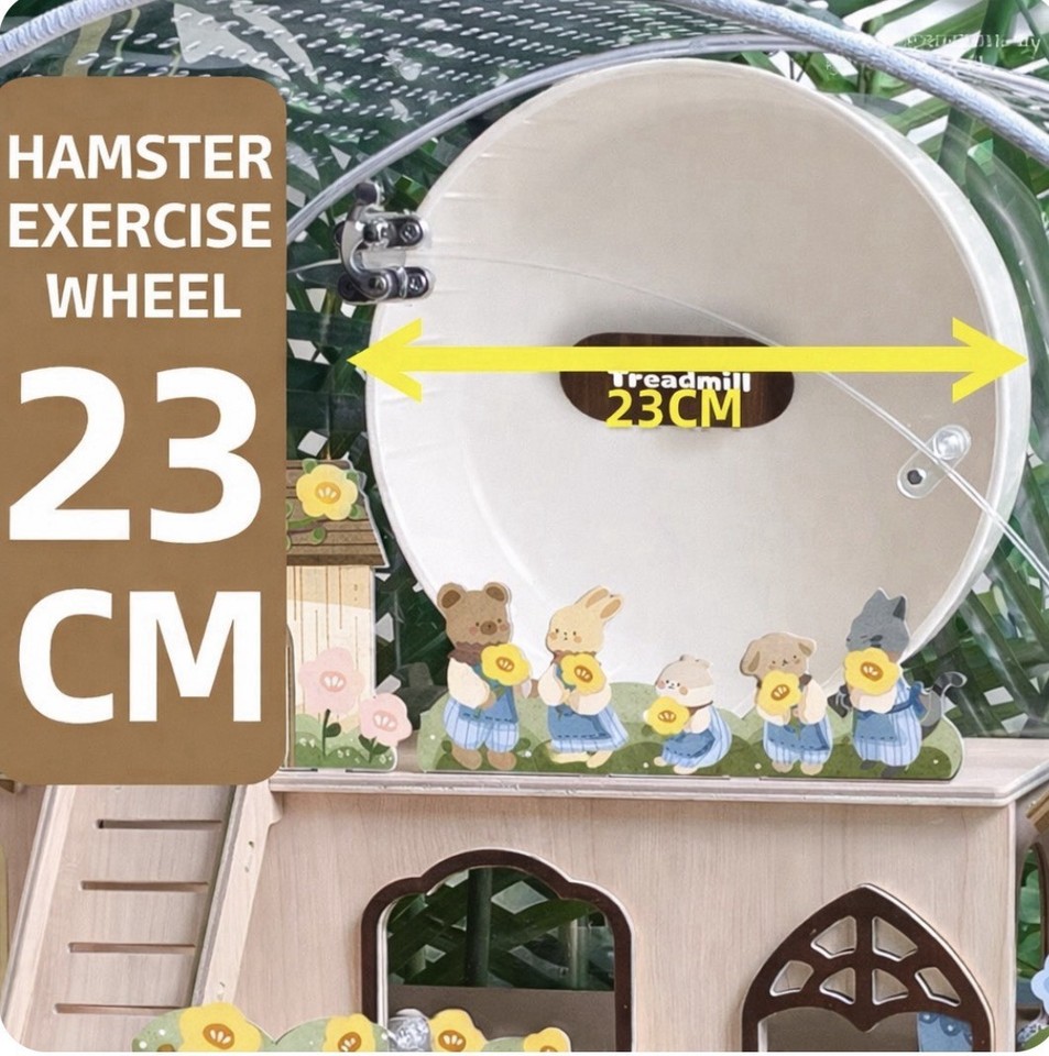 Large Wooden Hamster Cage 3-Level Villa w/ Exercise Wheel | Acrylic ...