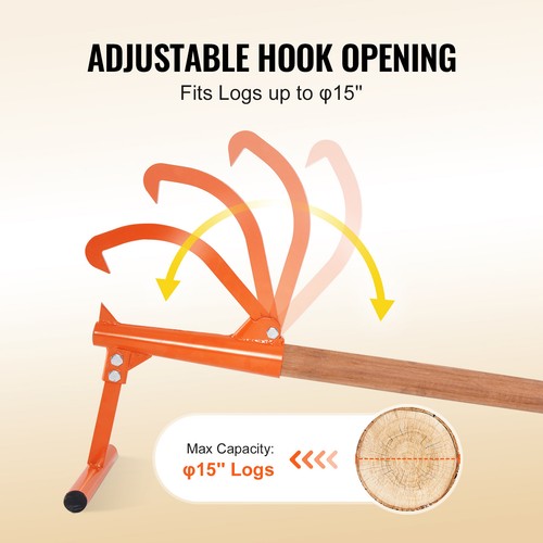 Timberjack 46.5 in Heavy Duty Log Lifter Wooden Handle for Max 15" Dia ...
