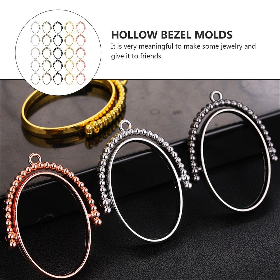 25 Pcs Geometric Hollow Frame Charms Earring Bezels Pendants Open Back ...