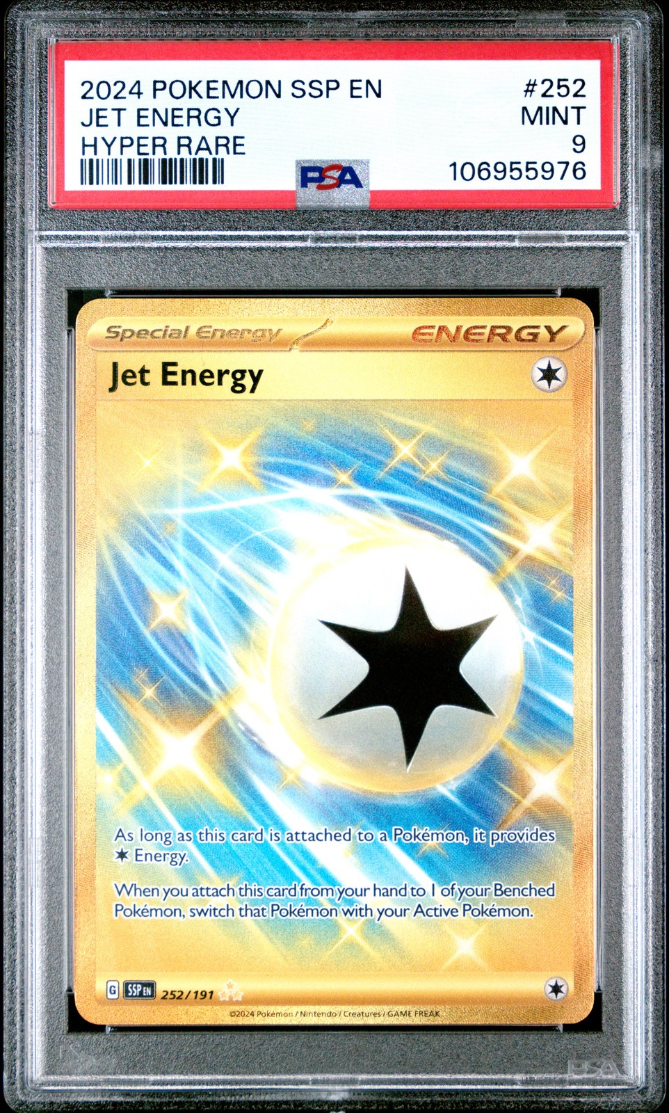 2024 POKEMON SSP EN-SURGING SPARKS HYPER RARE #252 JET ENERGY PSA 9 ...