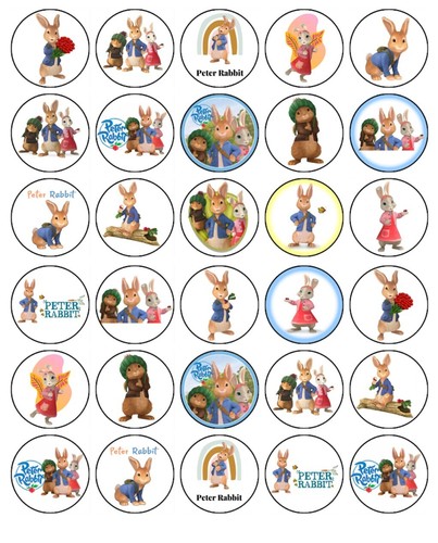 Peter Rabbit Edible Cupcake Toppers Wafer Birthday Cake Decoration (2 ...
