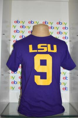LSU Tigers #9 Mens T-Shirt Team and Number On Shirt Purple NWT | eBay