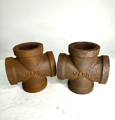 WARD BLACK MALLEABLE IRON CROSS PIPE FITTING 1" ** LOT OF 2 ** | eBay